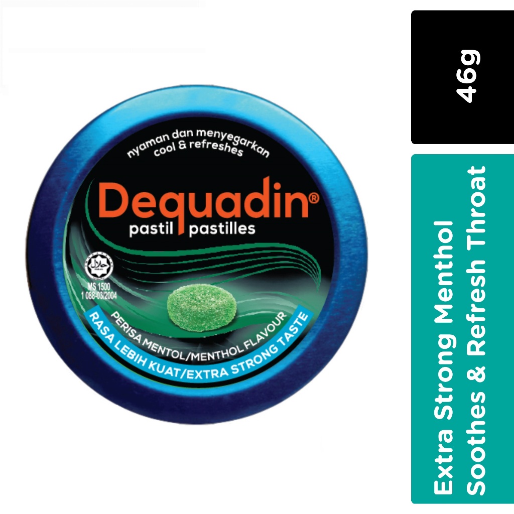 DEQUADIN PASTILLES TIN LEMON / MENTHOL SORE THROAT REMEDY EXTRA STRONG ...