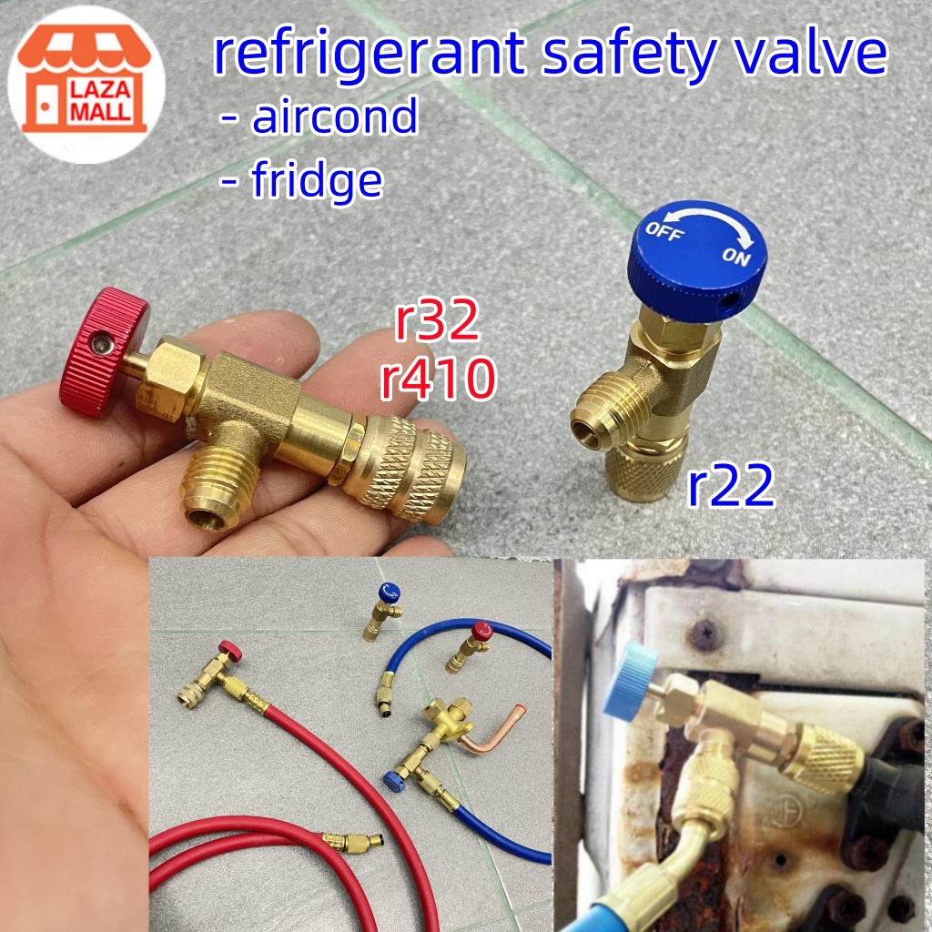 Safety Gas Valve aircond R410A R32 R22 Refrigeration Charging Valve ...