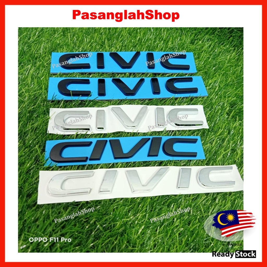 Emblem Civic Tulisan FC FE Matte/ Chrome /Piano Black Honda Civic FC FE ...