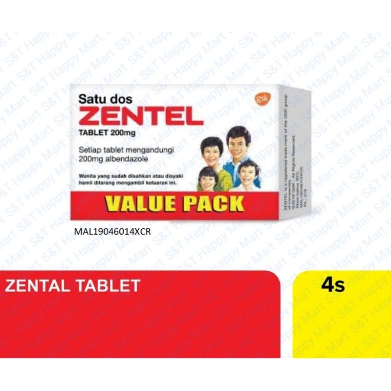 GSK Zentel Tablet 200mg 2's / 2x2's | Ubat Cacing | Deworm Tablets ...
