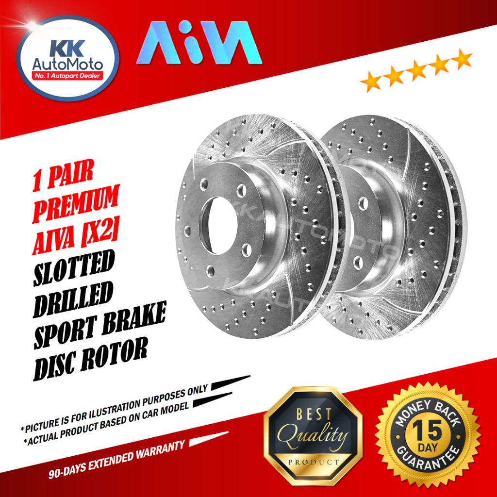 Nissan Serena C26 2.0 [2 Keping] AIVA Sport Slotted Drilled Front Brake ...