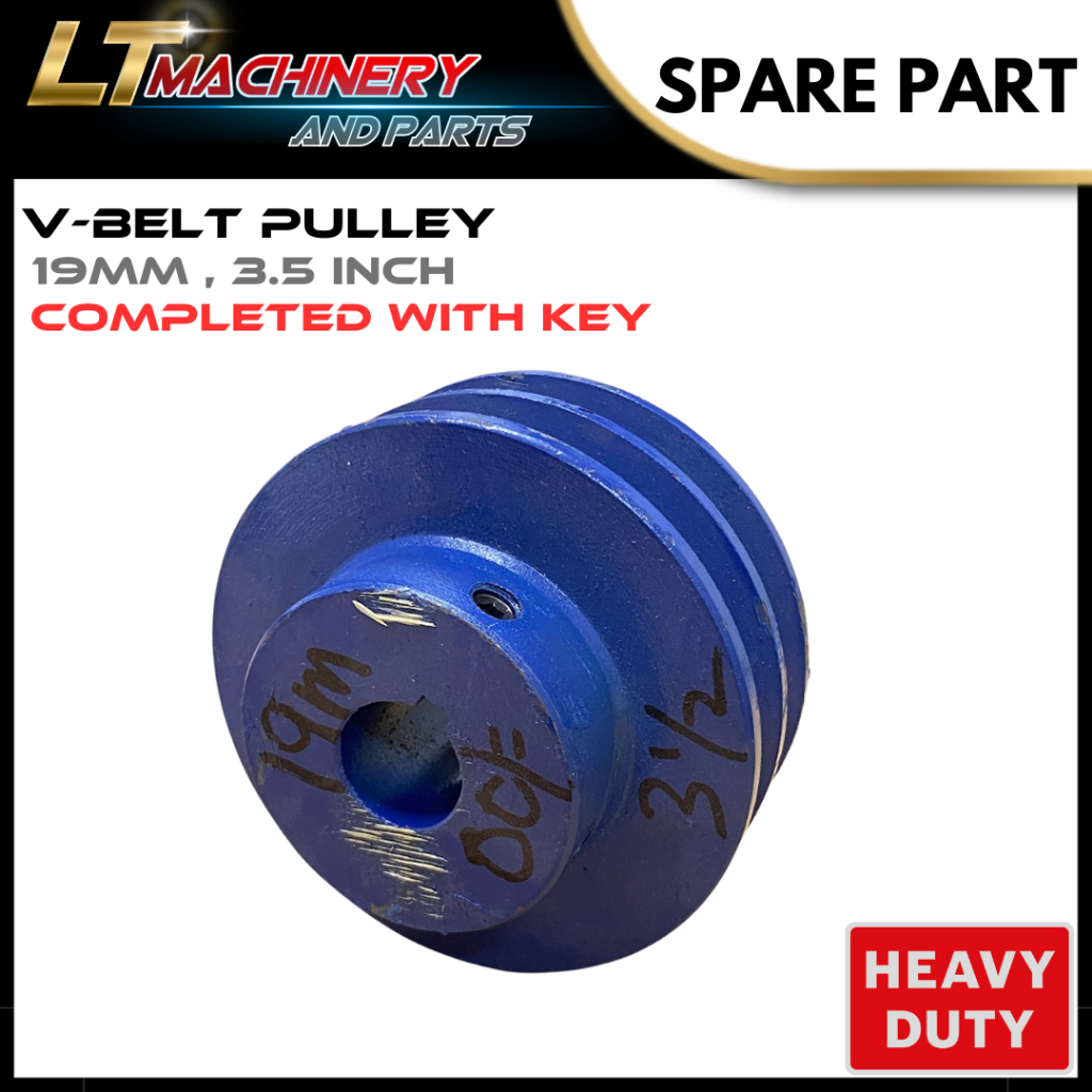 V-Belt Pulley with Key 3.5 Inch 19mm | Shopee Malaysia