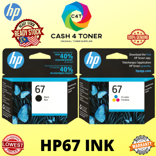 GENUINE HP 67/ HP 67XL/ HP67/ HP67XL Black/Tri-Color Ink Cartridge For ...