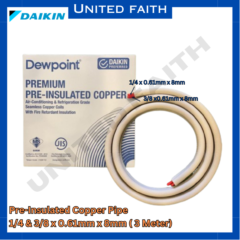 Daikin Dewpoint Pre-insulated Copper Piping 1/4 & 3/8 (3 Meter ...