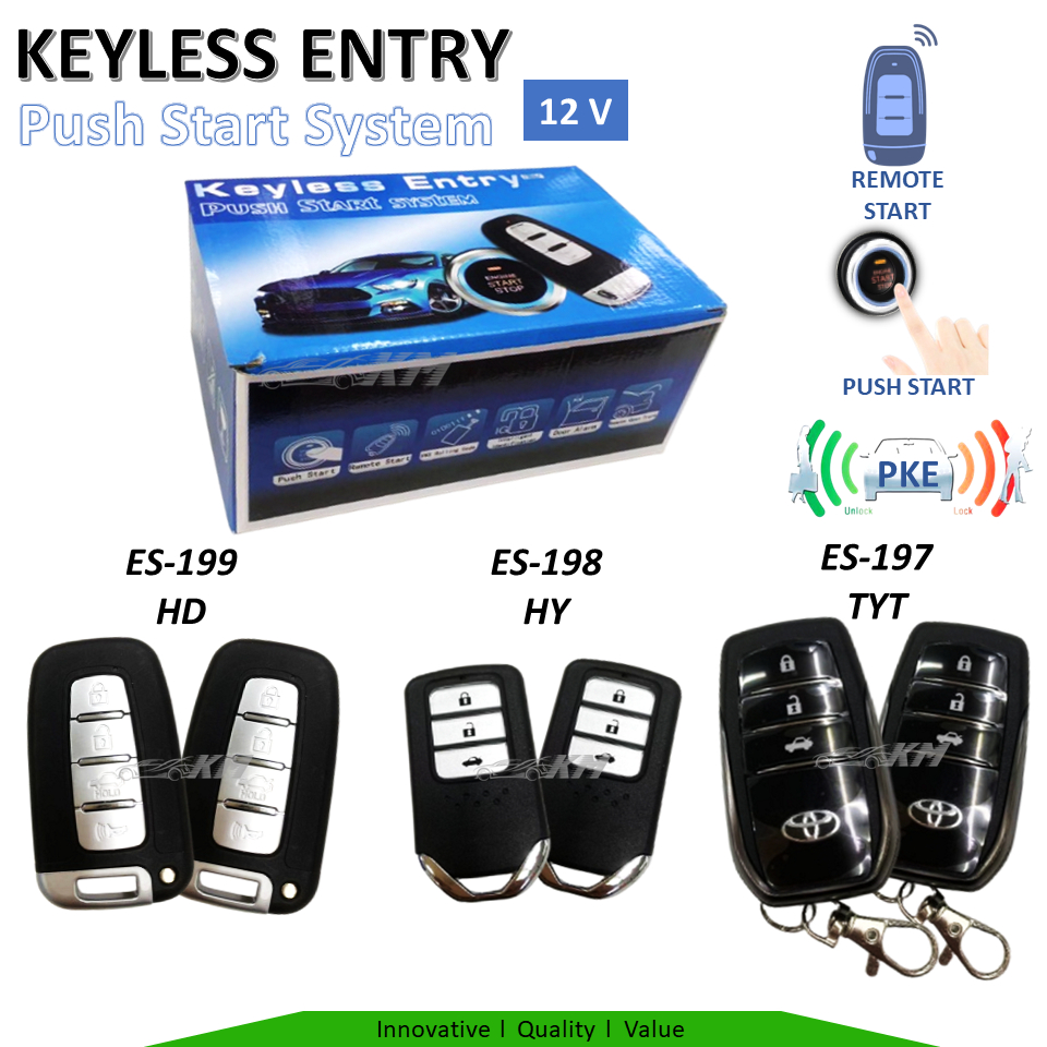 Car Engine Start Alarm System PKE Push Button Starter Stop Remote ...