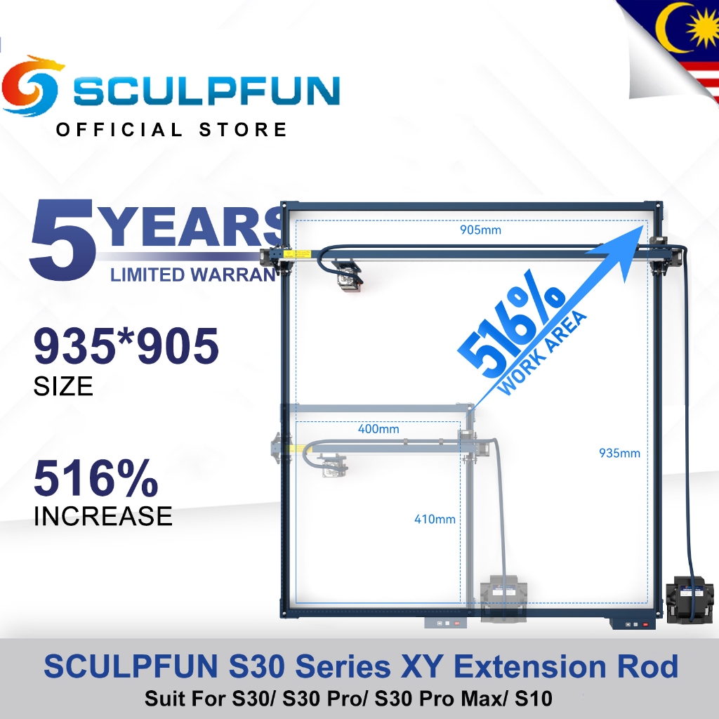 5-Year-Warranty SCULPFUN S10/S30/S30 Pro/S30 Pro Max Laser Engraver Engraving Area Extension ...