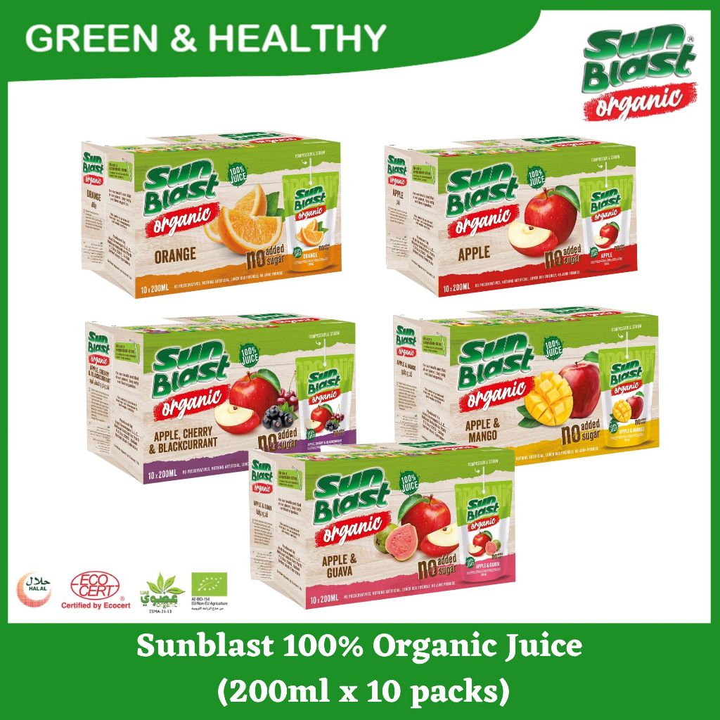 Sunblast 100% Organic Juice (200ml x 10 packs) | Shopee Malaysia