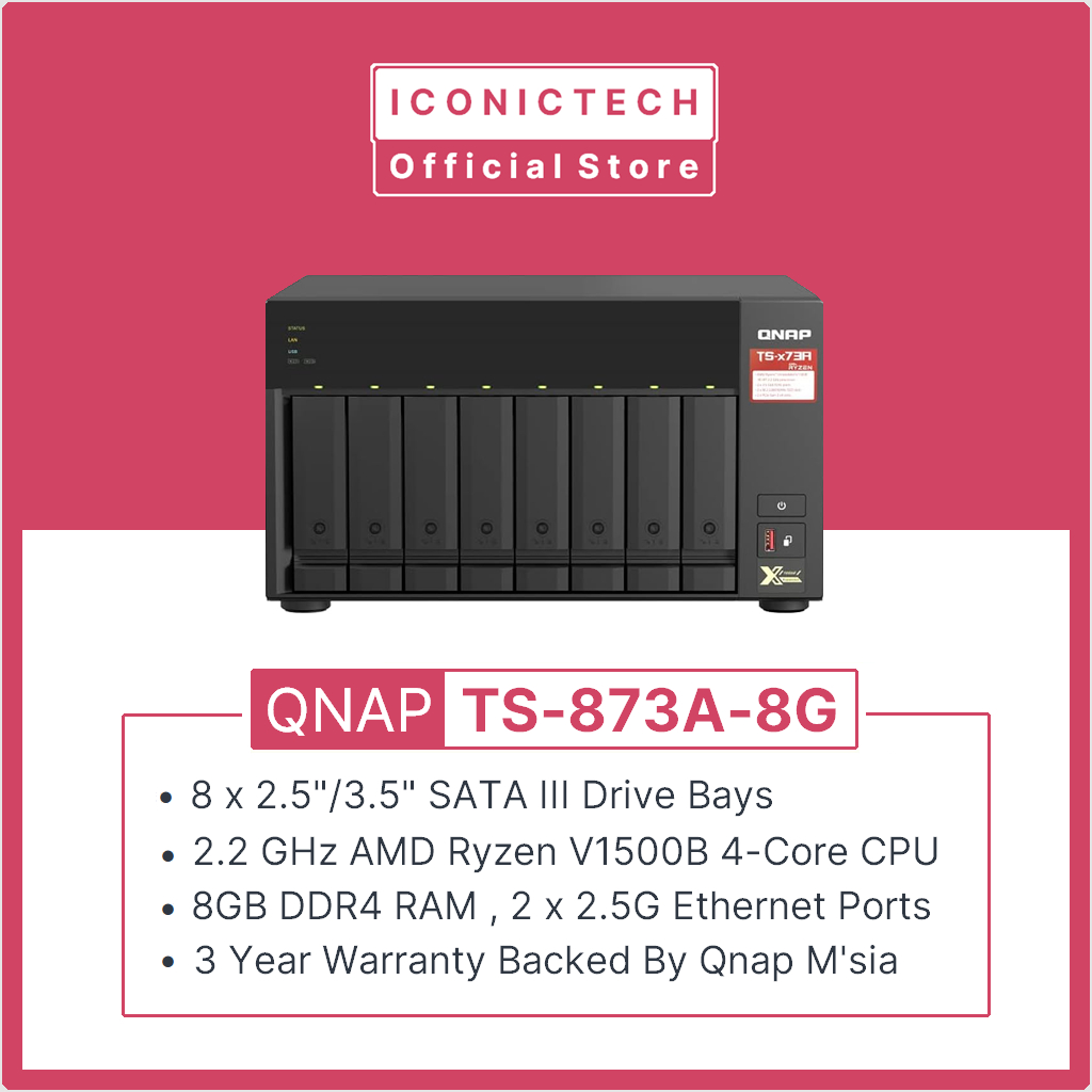 QNAP TS-873A-8G 16GB 32GB 0TB~60TB 8-Bay NAS Enclosure.(Optionals : Pre-Configured/On-Site ...