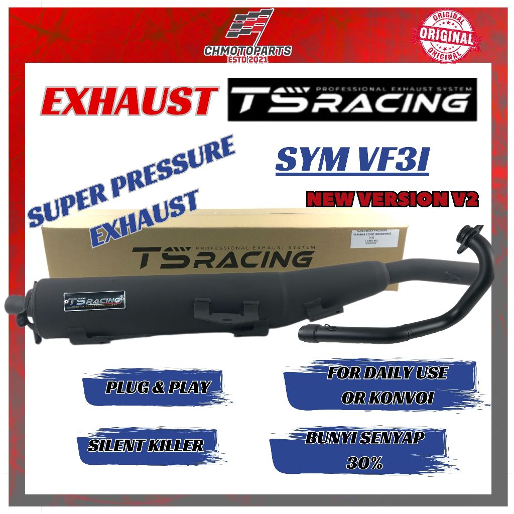 TS Racing Exhaust Super Back Pressure SYM VF3I | Shopee Malaysia