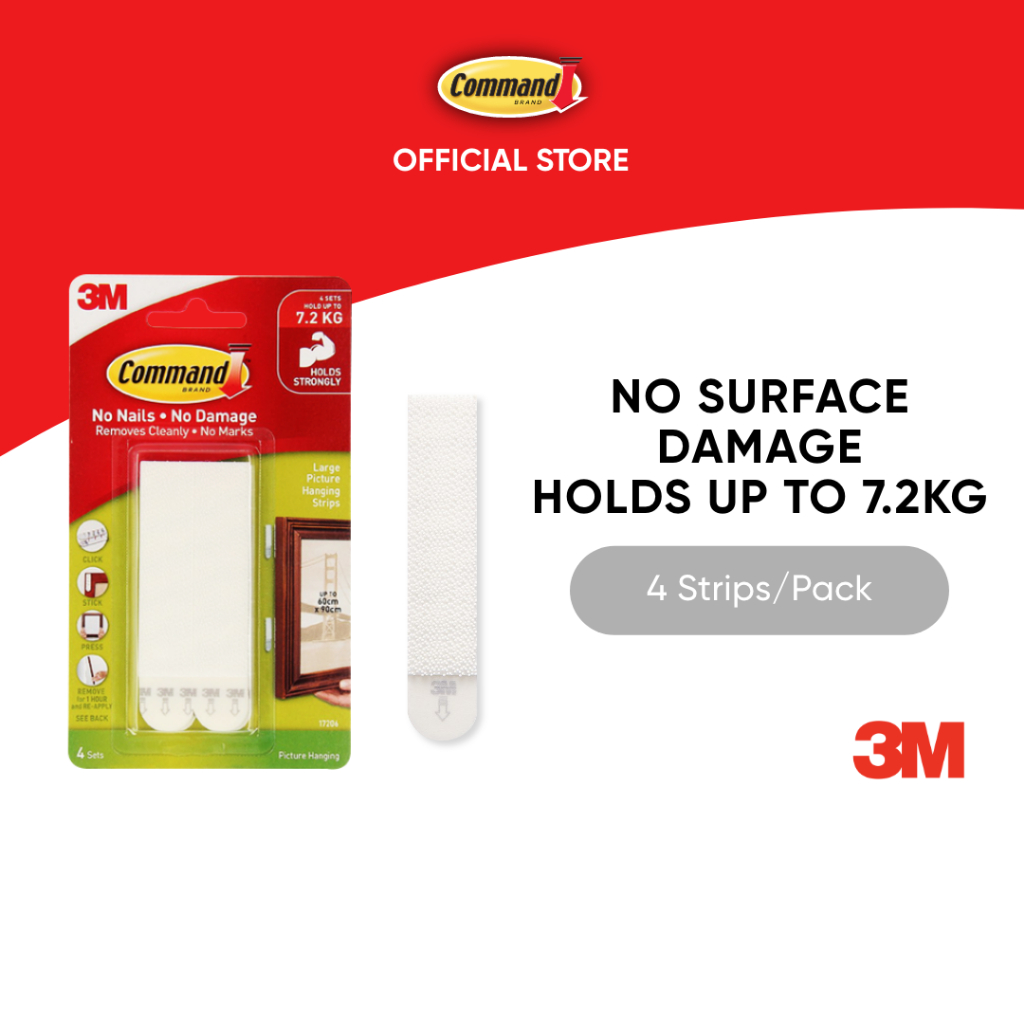 3M™ Command™ Picture Hanging Strips, 17206, No Surface Damage, 4 pcs ...
