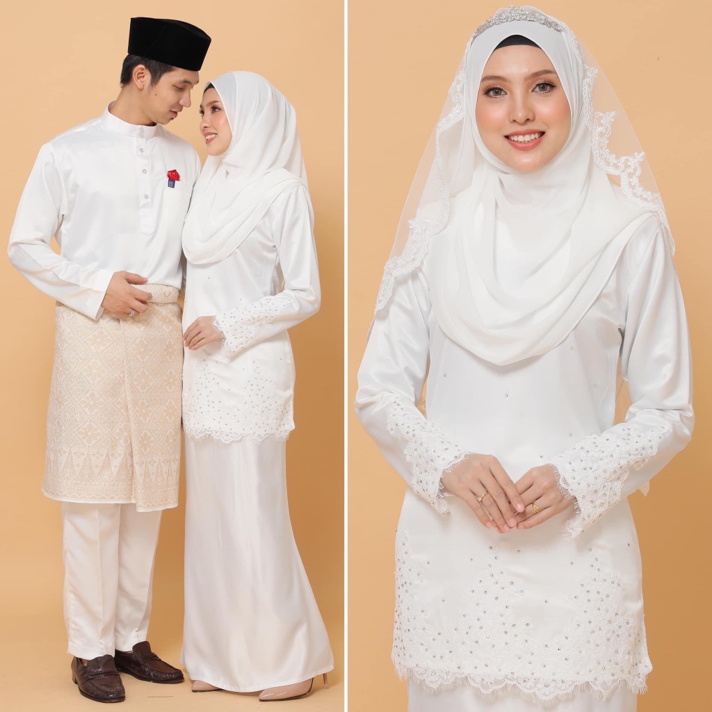 BAJU KURUNG NIKAH PUTIH OFF WHITE QAMARIA | SET BAJU NIKAH KAHWIN ...