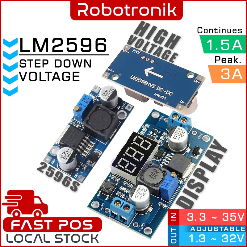 DC Step Down LM2596 (Adjustable) 2596 Display Buck Converter Turun ...