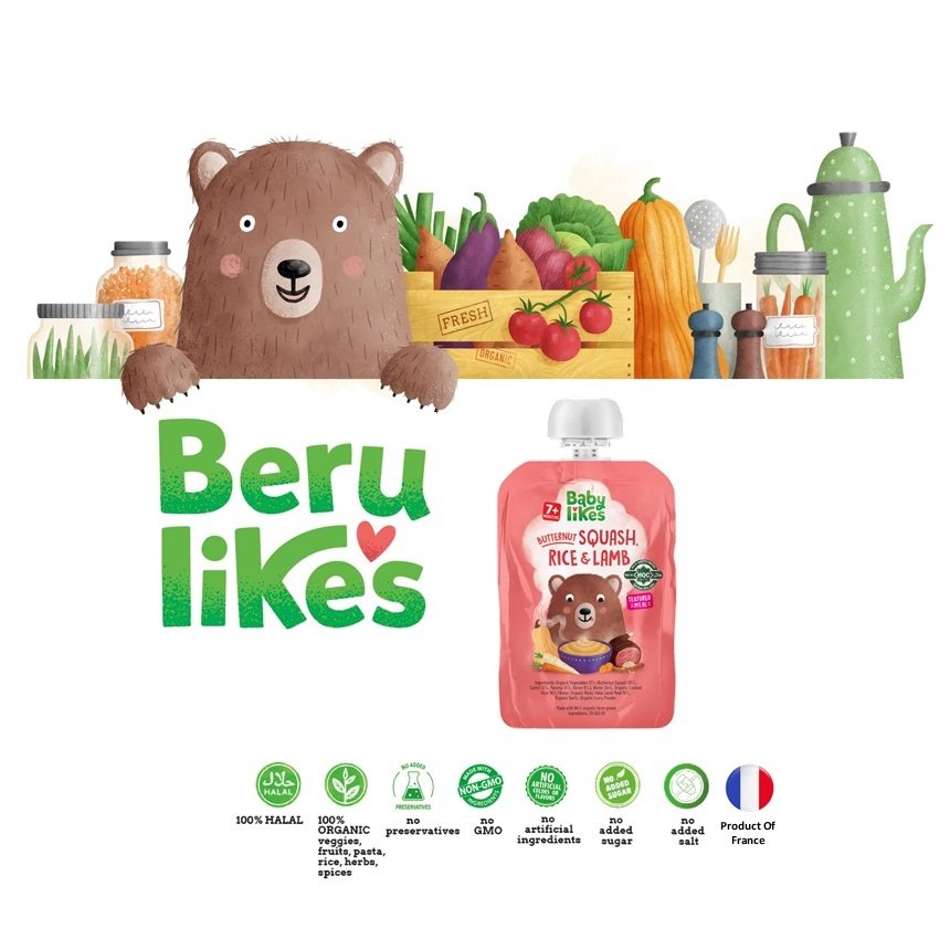Beru Likes Butternut Squash Rice Lamb Organic Baby Food For 7m+ (130g ...