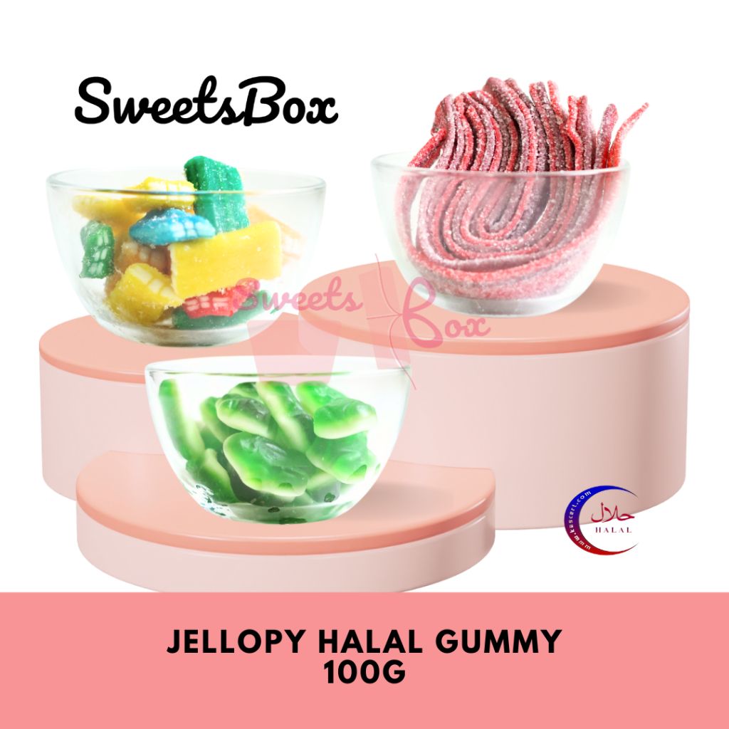 Jellopy Halal Gummy Candy - 100g Repacked - Tidbits - Snack - Gula-Gula ...