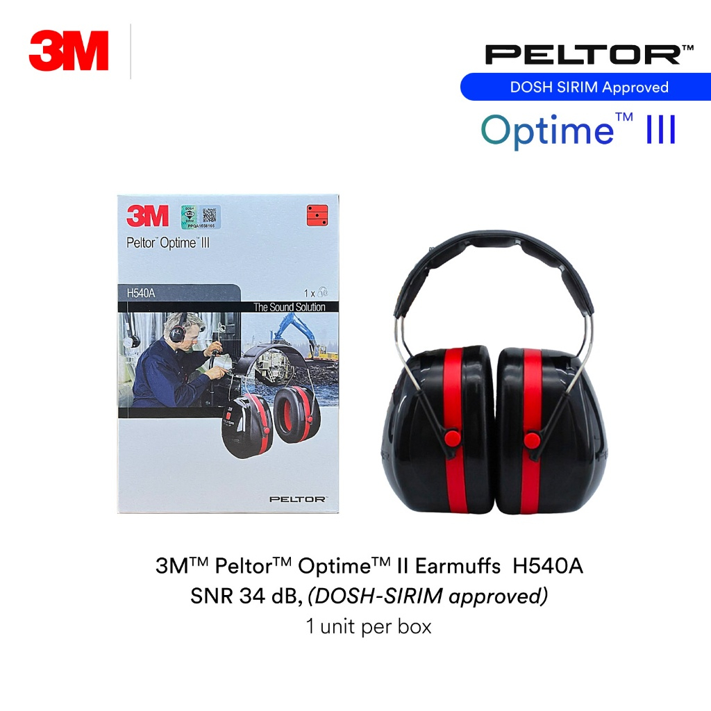 3M H540A Peltor Optime III Safety Earmuffs SNR 34 dB/ DOSH SIRIM ...