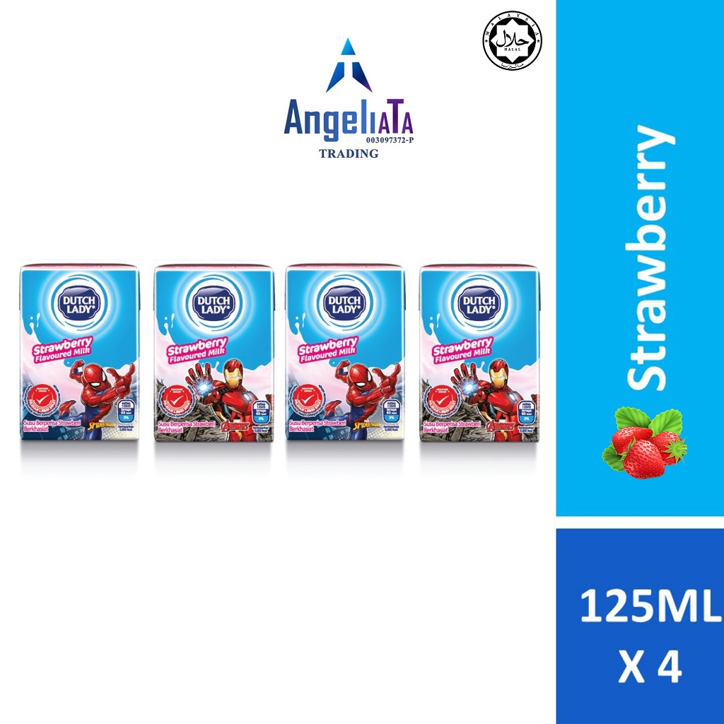 🥛🍓Dutch Lady Marvel Avengers Strawberry Flavor 125ml x 4s UHT Dairy ...