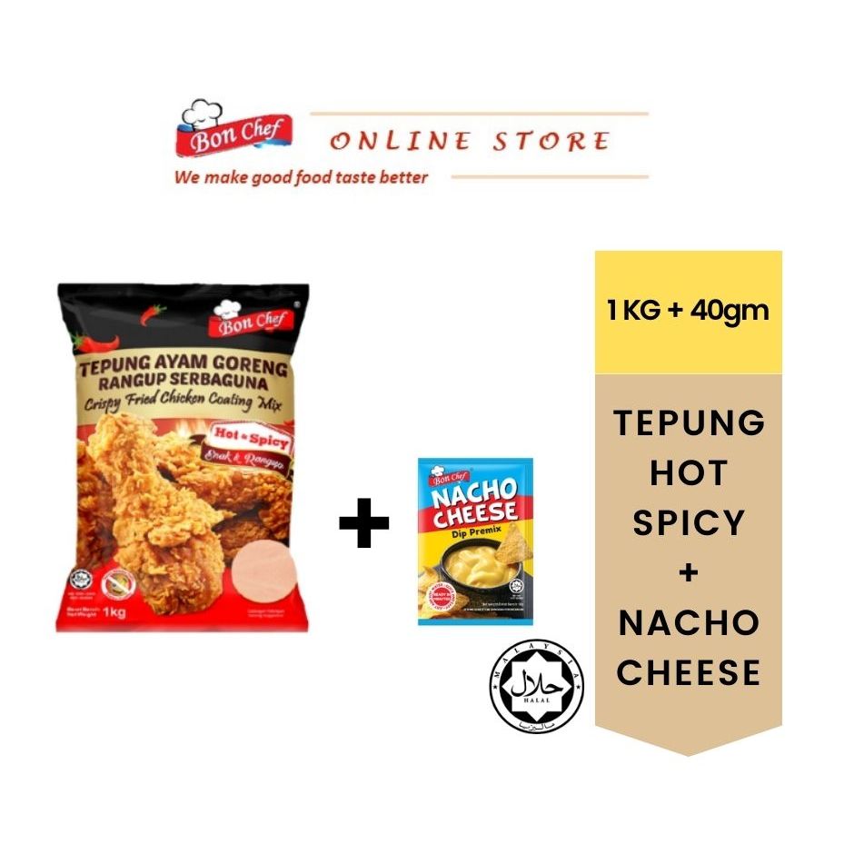 COMBO SET 1kg Hot & Spicy + NACHO CHESEE 40gm Bon Chef | Shopee Malaysia