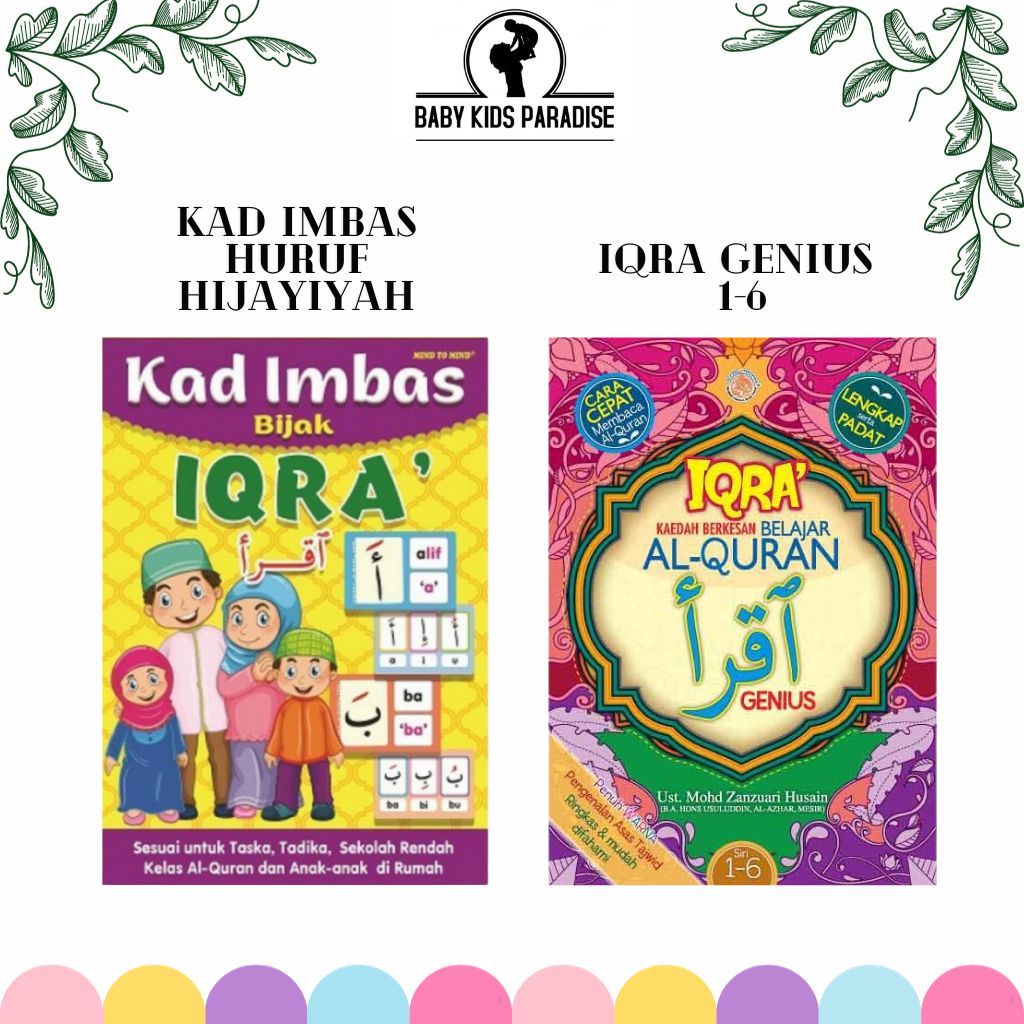 Buku Iqra Genius Kaedah Berkesan Belajar Al-Quran 1 6 Set Lengkap ...