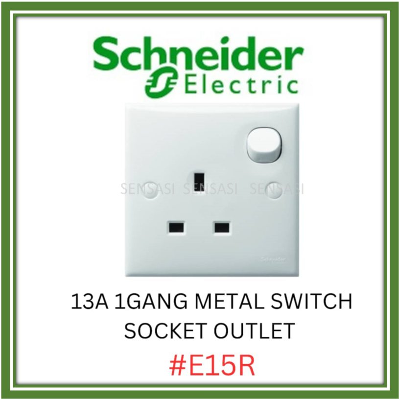 SCHNEIDER 13A 1GANG PVC SWITCH SOCKET OUTLET # E15R | Shopee Malaysia