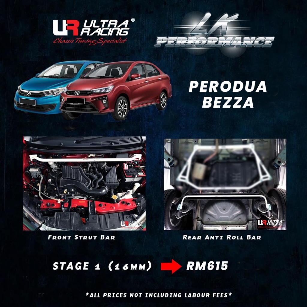 Perodua Bezza Stage 1 (16mm) - Front Strut Bar / Rear Anti Roll Bar ...