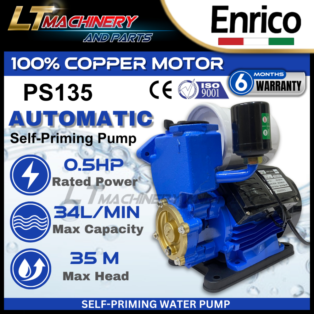 (Italy) Enrico Automatic Self-Priming Water Pump 0.5hp PS135 Home Water ...
