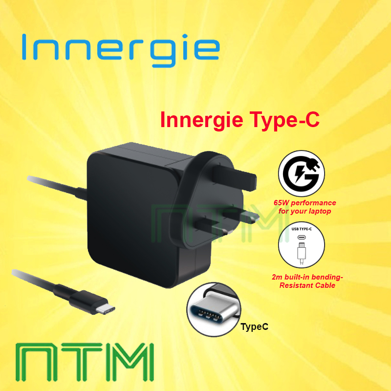 Innergie 65C (BK) USB-C (Type C) Power Adapter 65W with USB PD Fast ...