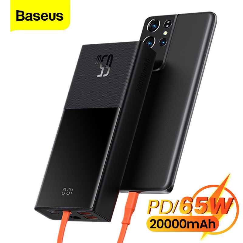 Baseus Bank Kuasa Elf Power Bank 65W 20000mAh With Built-in Cable ...