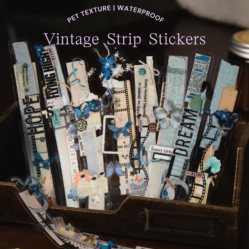 20pcs Vintage Strip Stickers Waterproof Decoration Stickers Scrapbook ...