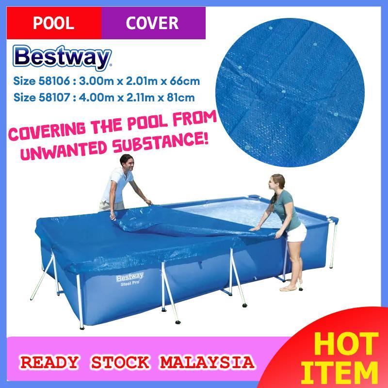 BESTWAY 58106 & 58107 2 Size Pool Cover Rectangular Frame Rope Tie ... BESTWAY 58106 & 58107 2 Size Pool Cover Rectangular Frame Rope Tie ...