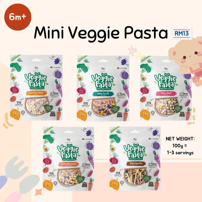 Double Happiness Mini Veggie Pasta 6 month baby Fusilli | Shell ...