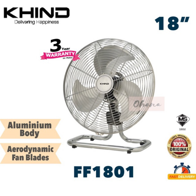 KHIND FF1801 HEAVY DUTY INDUSTRIAL FLOOR FAN 18” KIPAS LANTAI 18 INCH ...