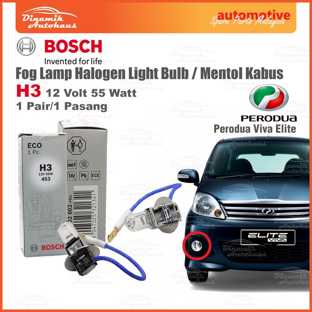 Perodua Viva Elite Fog Lamp Halogen Light Bulb (Mentol Lampu Kabus ...