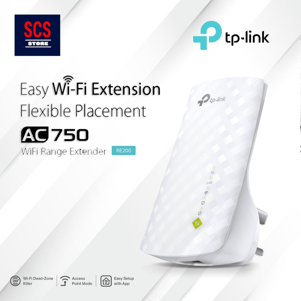TP-Link RE200 / RE205 AC750 Dual Band 2.4GHz + 5GHz Wireless WiFi Range Extender Wi-Fi Repeater ...