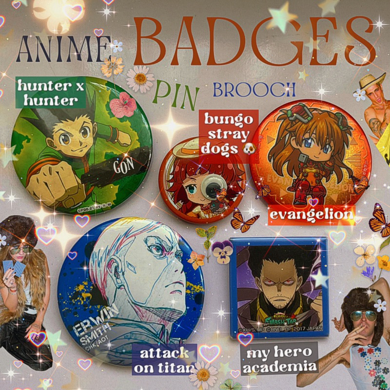 anime BADGEs🧷: hunter x hunter, evangelion, attack on titan, my hero ...