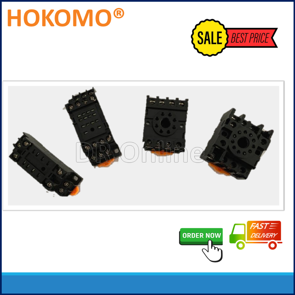 Hokomo Timer Base Relay Base 8pin 11pin Round Relay Timer Base Socket 8pin Round Back Mounting