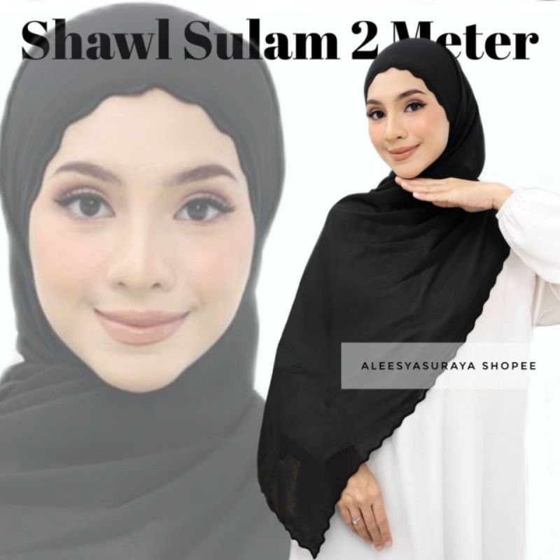 [Sulam Penuh] Shawl 2 Meter Chiffon Sulam Keliling Berombak / Shawl ...