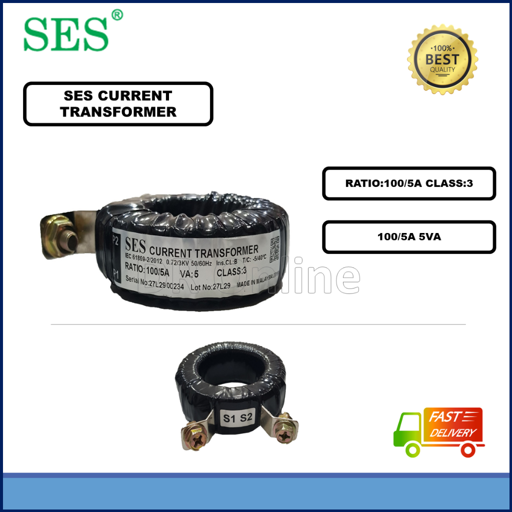 SES Current Transformer CT COIL Class 3 ,5VA ,60A,100A,150A,200A,250A ...