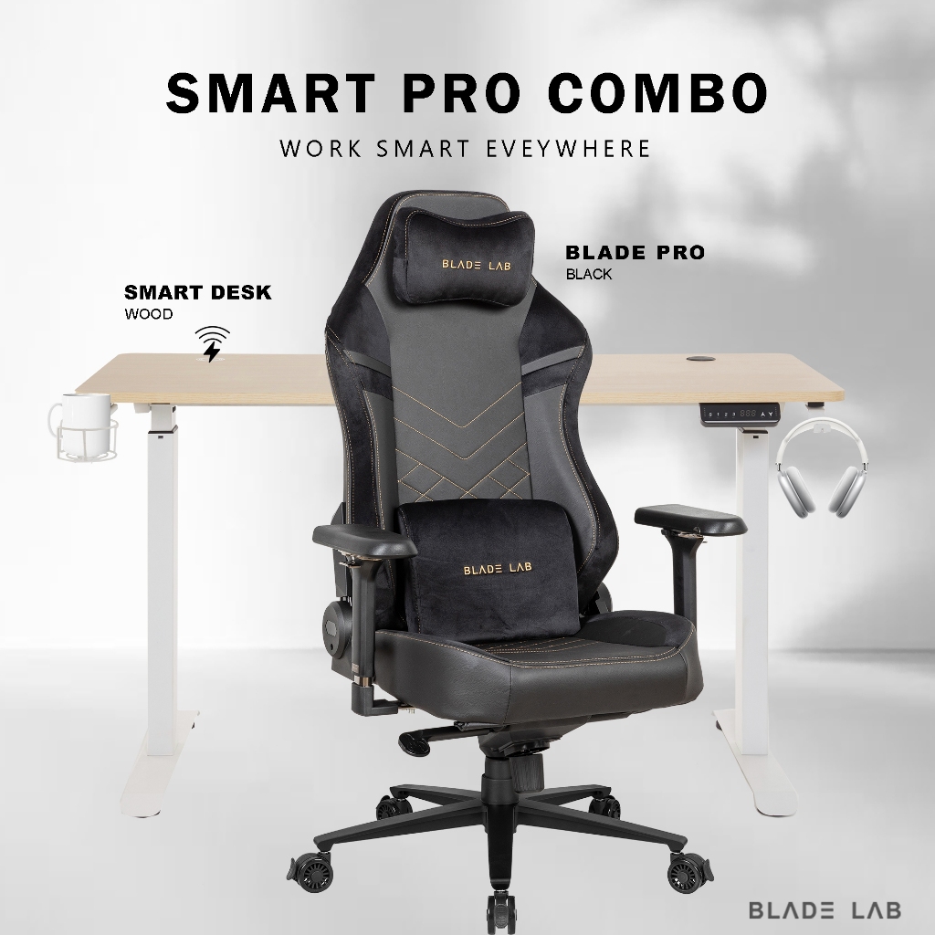 Blade Lab Blade Pro Gaming Chair Kerusi Gaming&Height Adjustable Smart Desk Bundle 电竞桌椅 | Shopee ...