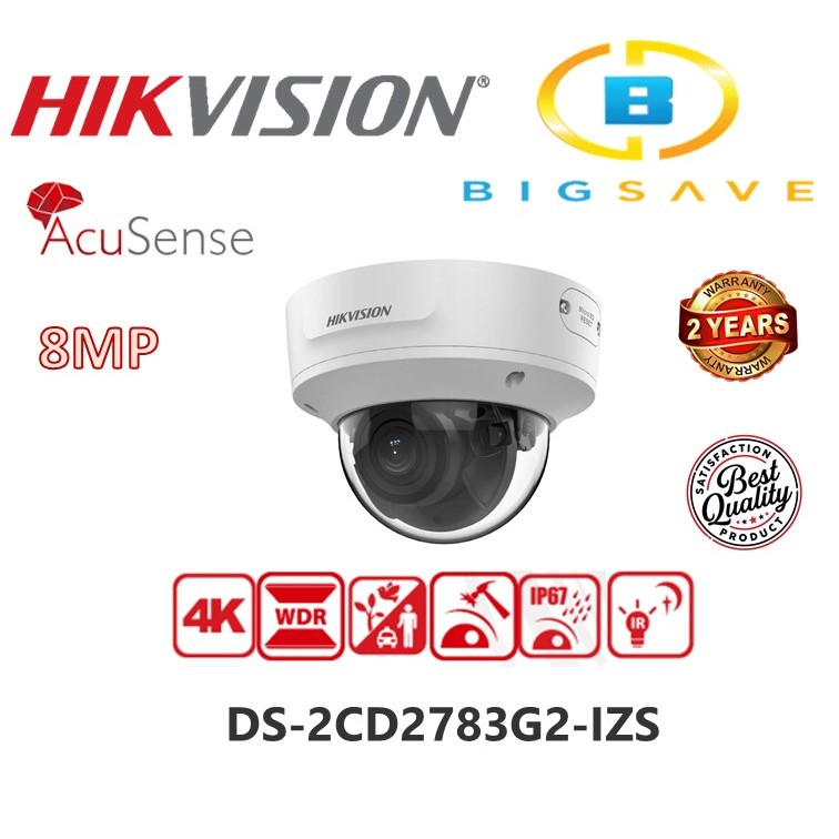 HIKVISION 8MP DS-2CD2783G2-IZS ACUSENSE MOTORIZED VARIFOCAL DOME NETWORK CAMERA | Shopee Malaysia