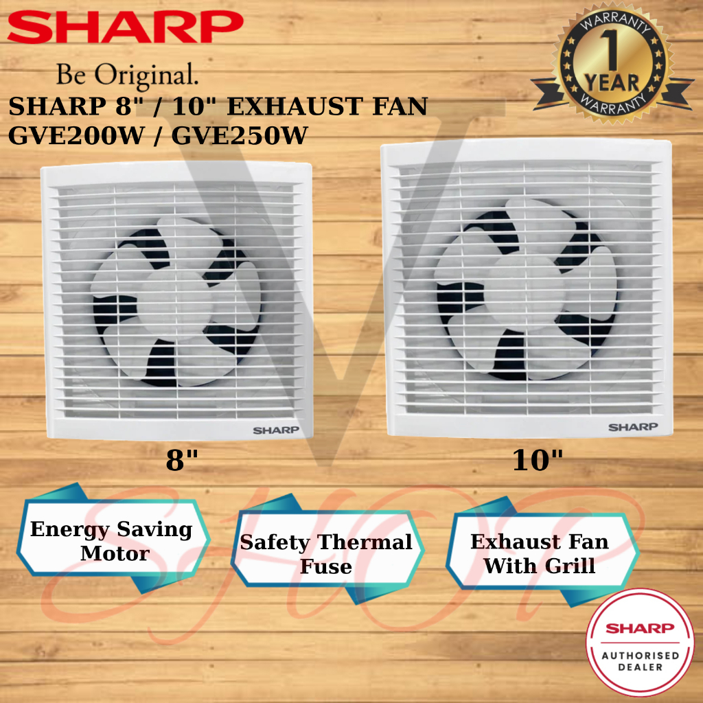 SHARP 8"/10" EXHAUST FAN GVE200W / GVE250W / KHIND 8"/10"/12" EF8001 ...