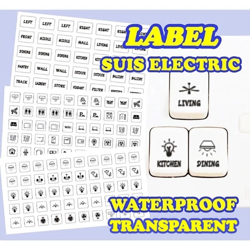 Minimalist Waterproof Switch Sticker / Electric Electrical Label / Suis ...