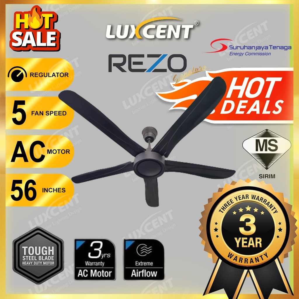 [SIRIM] REZO S106 56 Inches 5 Steel Blades Regulator AC Motor 5 Speed ...