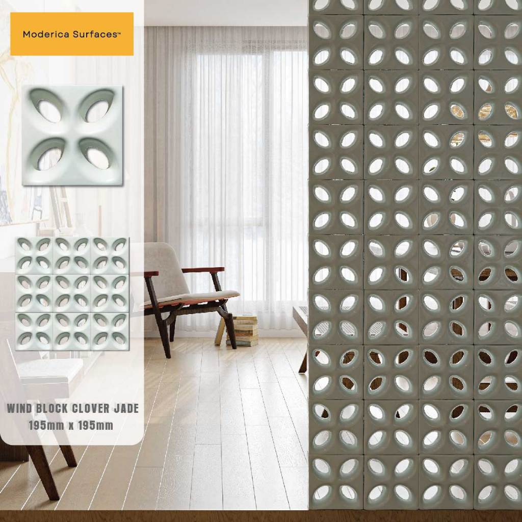 [WIND BLOCK] 195X195MM WIND BLOCK CLOVER JADE_Wall Block, Decoration ...