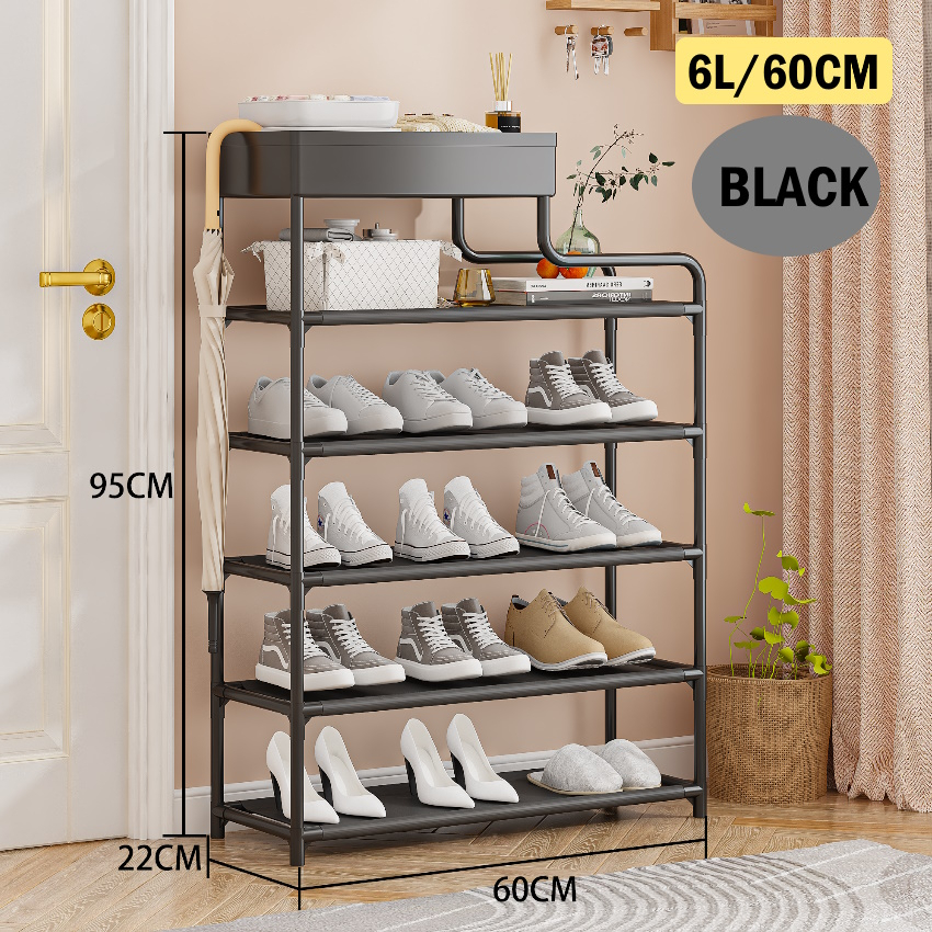 NEW STYLE 6 Tier Steel Shoe Rack With Storage Tray Almari Kasut ...
