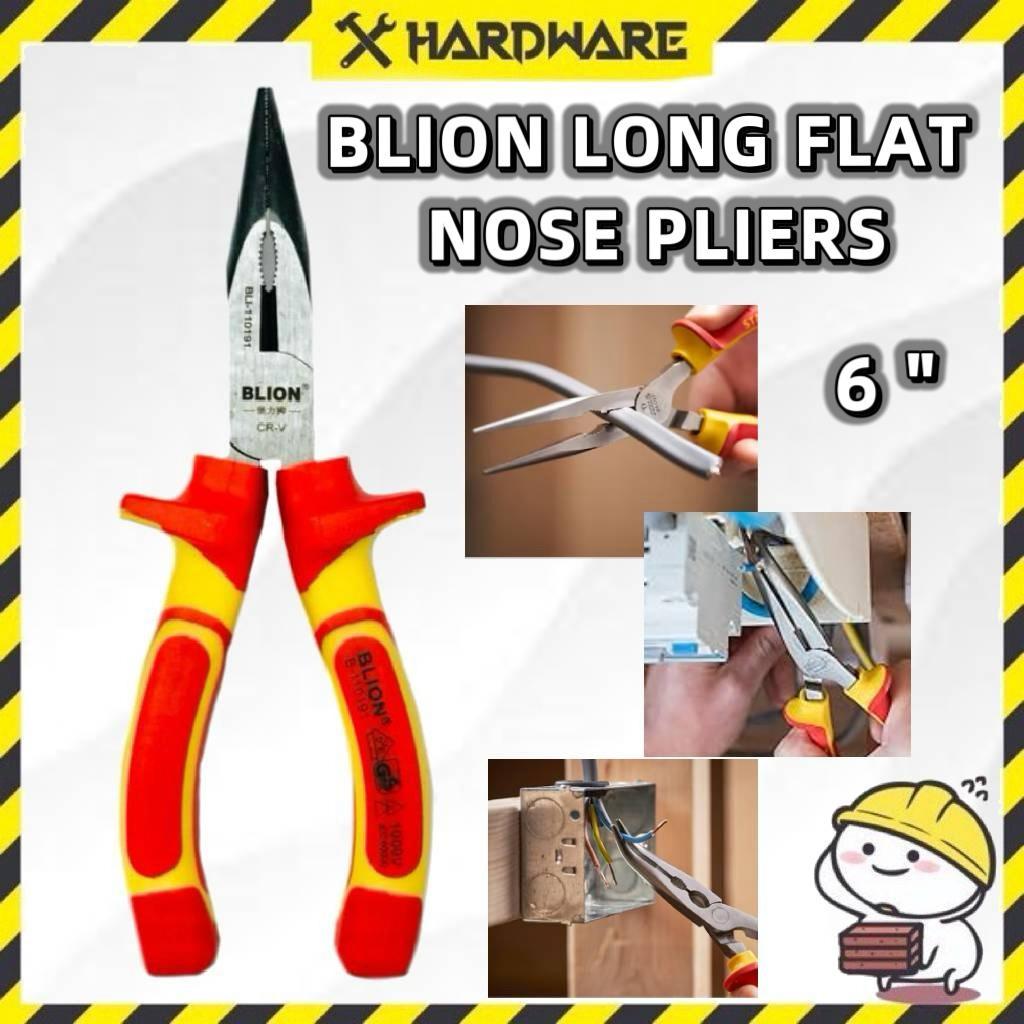 6" LONG FLAT NOSE PLIERS/ BLION VDE INSULATED LONG NOSE PLIER/Cutter ...