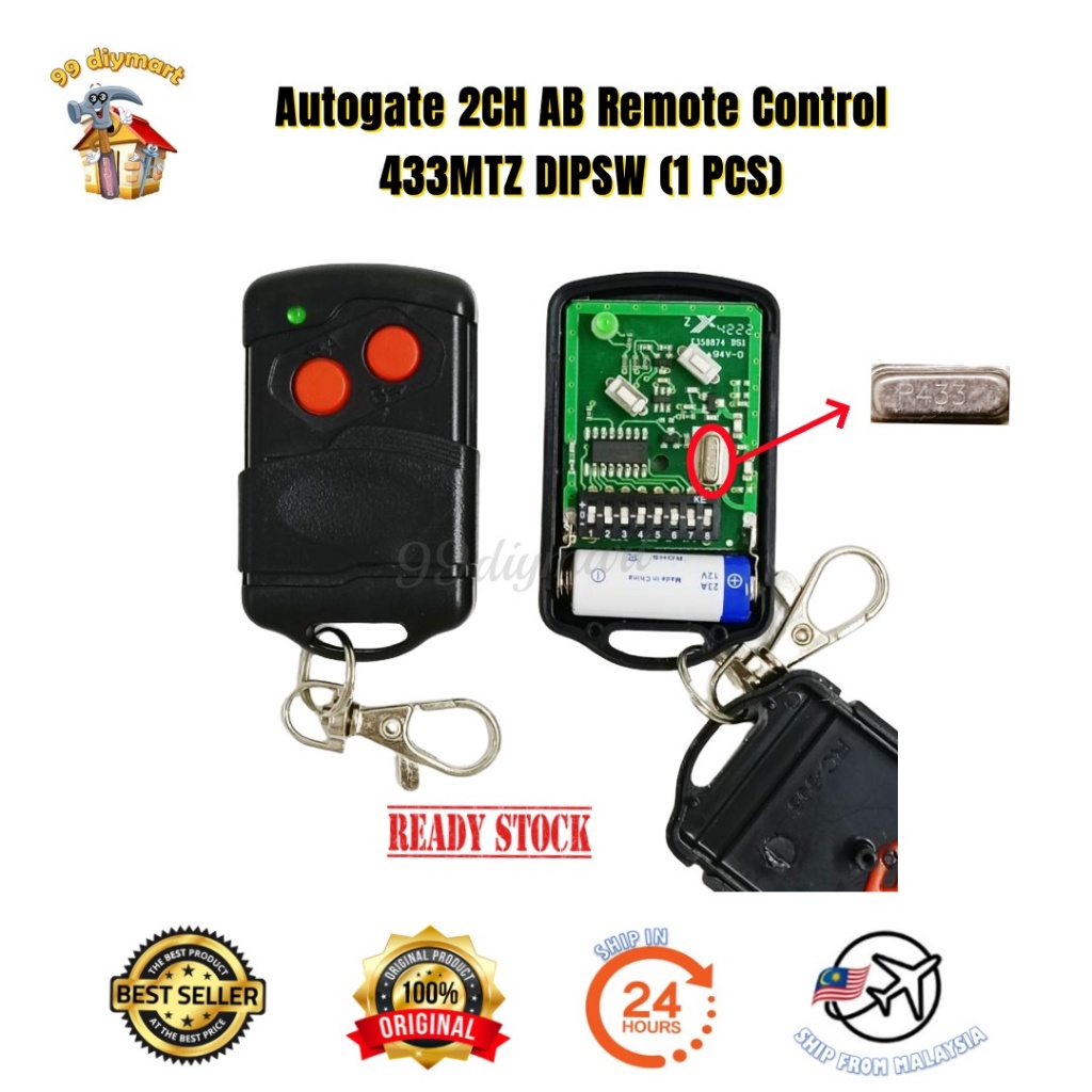 Autogate 2CH AB Remote 433mtz DIPSW (1 Pcs) - -READYSTOCK | Shopee Malaysia
