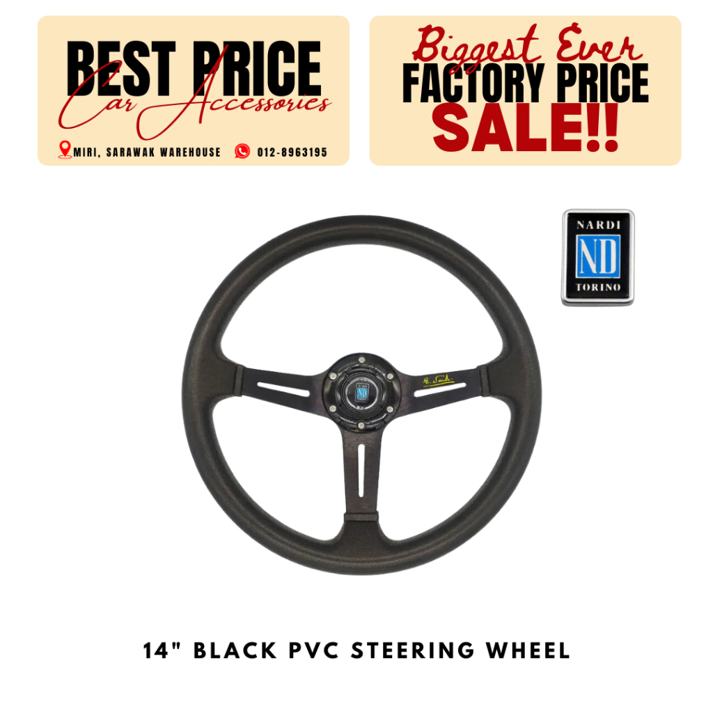 NARDI 14" PVC Steering Wheel Car Steering Wheel (BLACK) | Shopee Malaysia