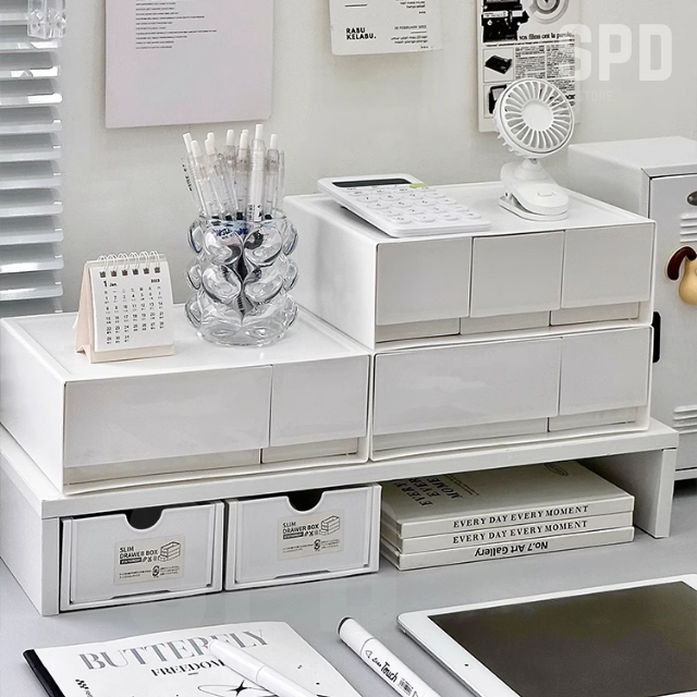 Stackable Desk Storage Organizer with Drawer for Table Office Storage ...