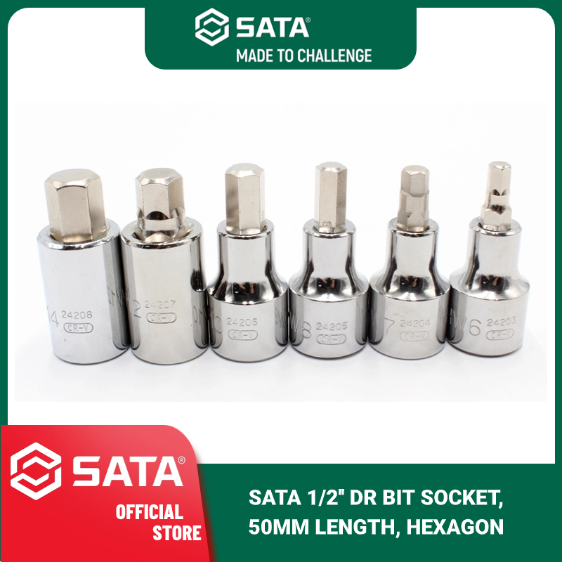 SATA 1/2'' DR BIT SOCKET, 50MM LENGTH, HEXAGON / ALLEN KEY / 4MM 5MM ...