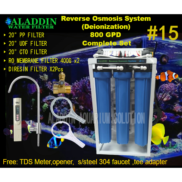 800GPD#15 /5Stage RO Water (Reverse Osmosis +DI Resin Deionization ...